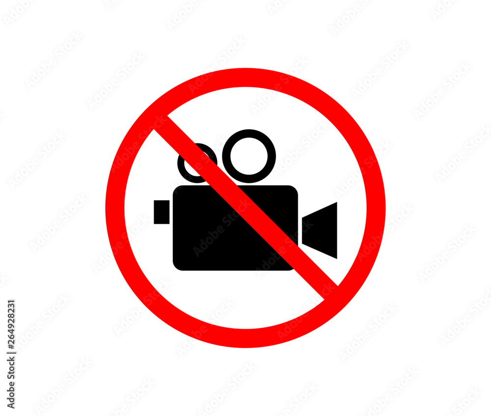 Do not record video sign. Red prohibition sign. Stop symbol. Using ...