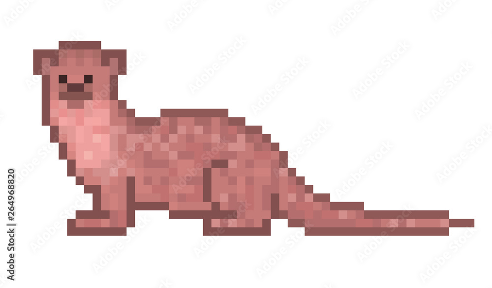Otter, 80s-90s style old school 8 bit pixel art wildlife animal icon ...