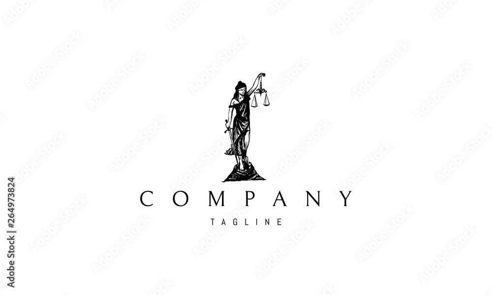 Lady Justice Statue Black vector logo 2 design Stock Vector | Adobe Stock