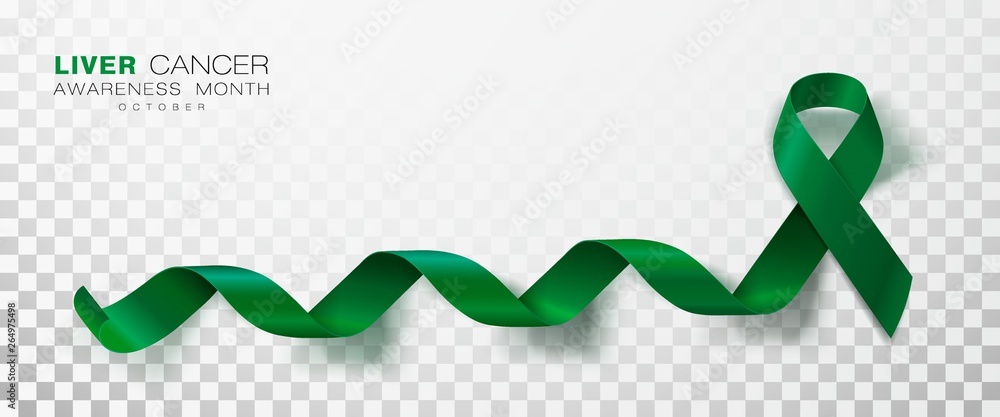 Liver Cancer Awareness Month. Emerald Green Color Ribbon Isolated On ...