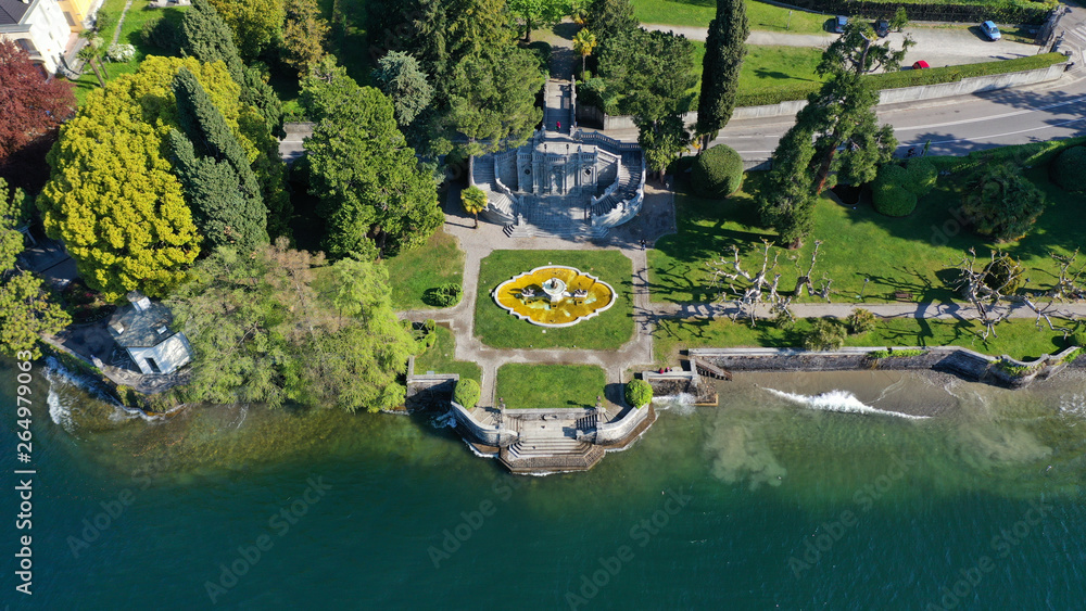 Aerial drone photo of iconic village of Tremezzina in lake Como one of ...