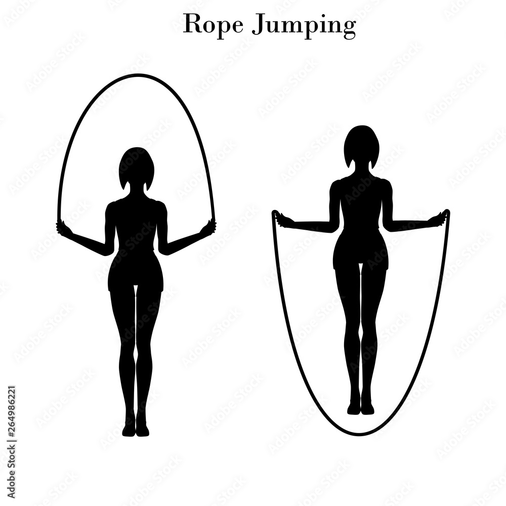 Rope jumping exercise silhouette Stock Vector | Adobe Stock
