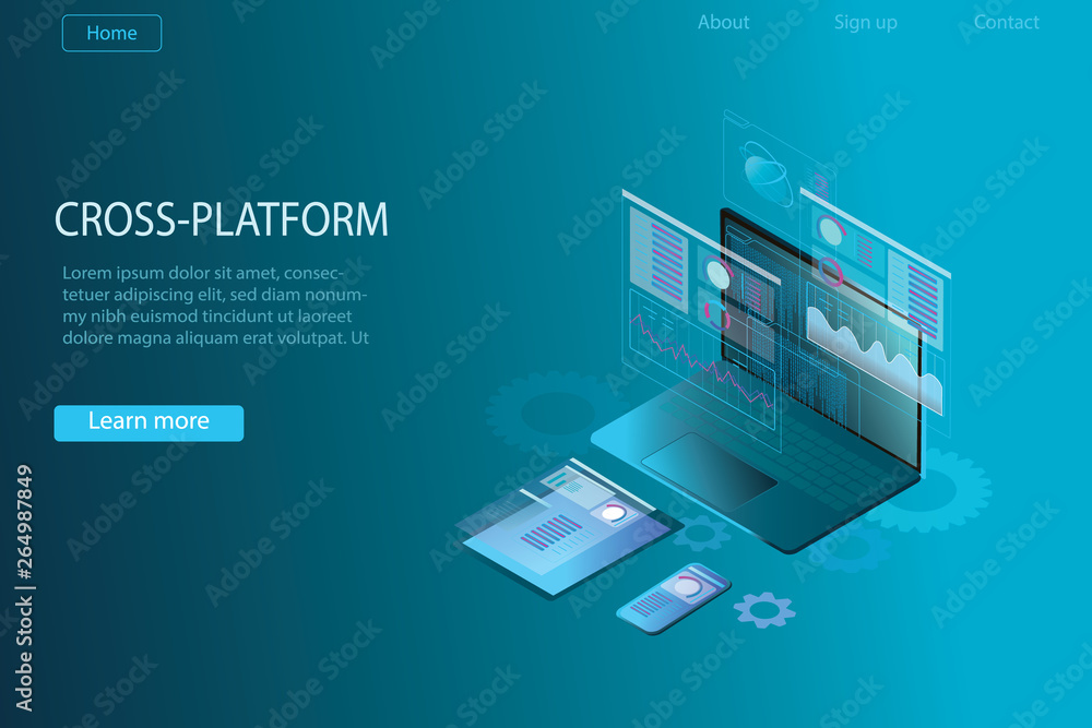 Vetor de Web development and coding. Cross platform development website ... Vetor de Web development and coding. Cross platform development website ...