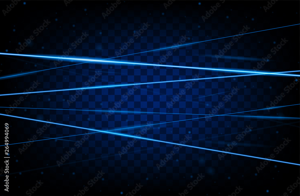 Blue realistic laser beam background. Laser rays iolated on transparent ...