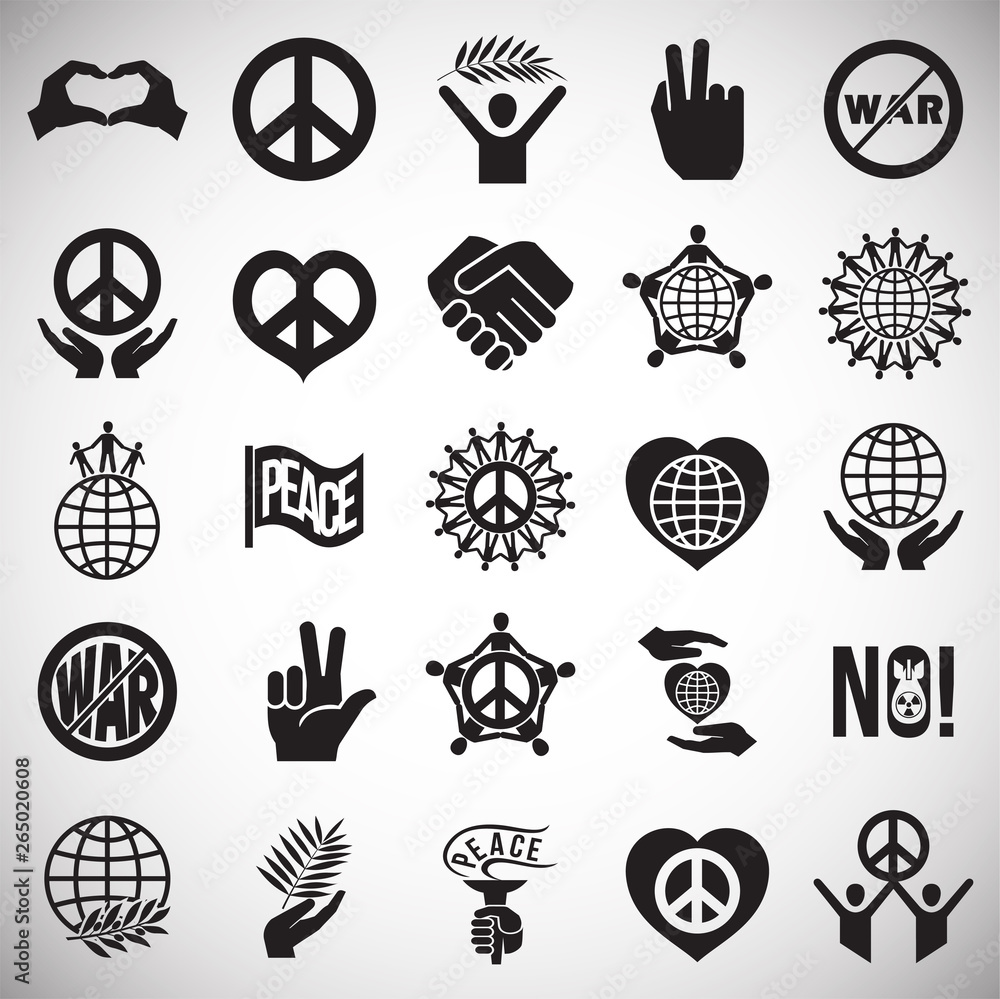 Peace icons set on white background for graphic and web design. Simple ...