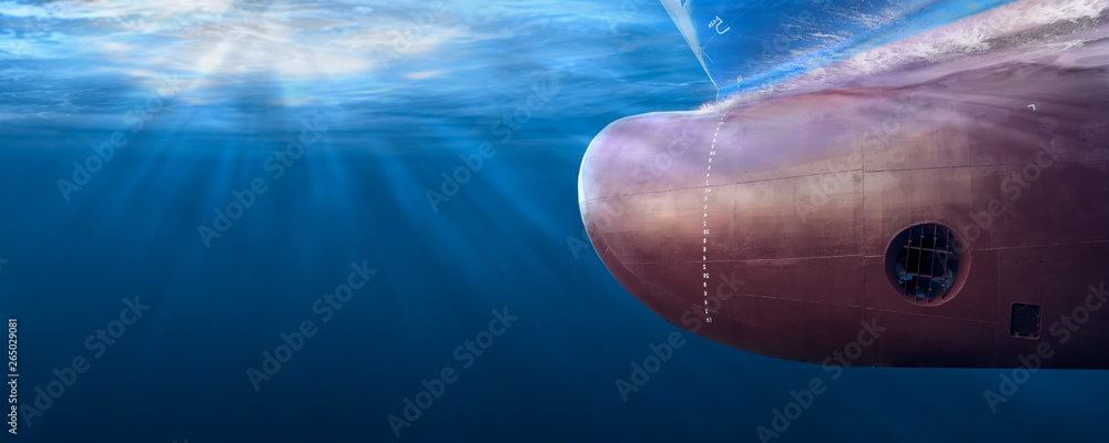 Big cargo ship sailing in the sea to International Shipping container ...