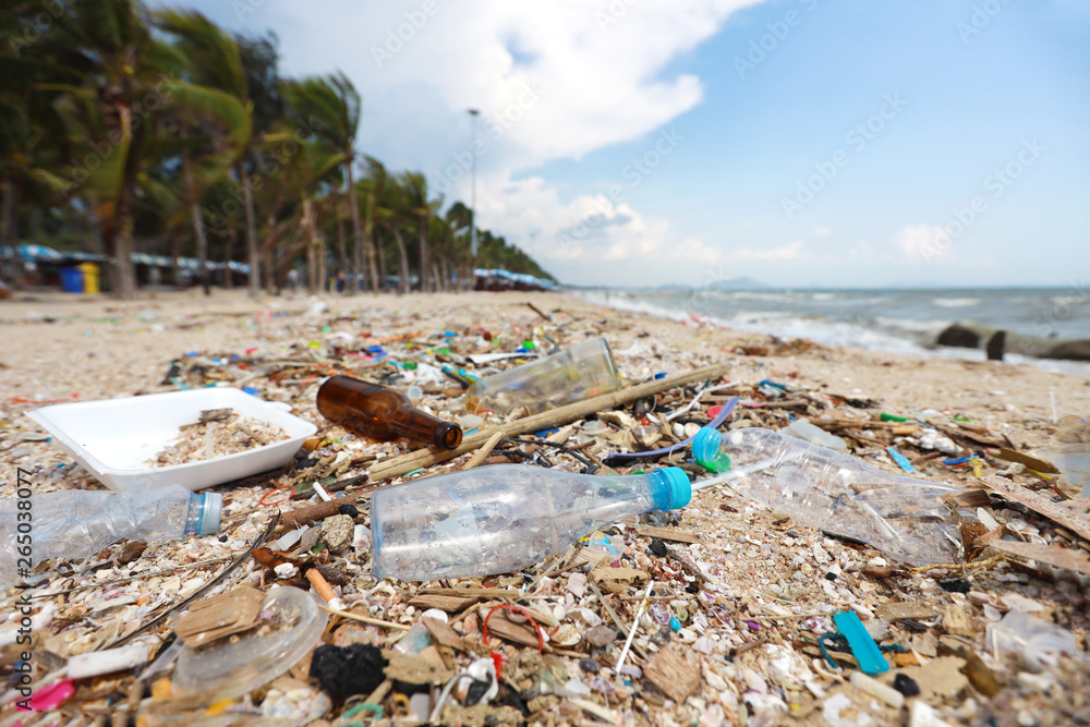 Pictures of dirty beache filled with plastic pollution, garbage and ...