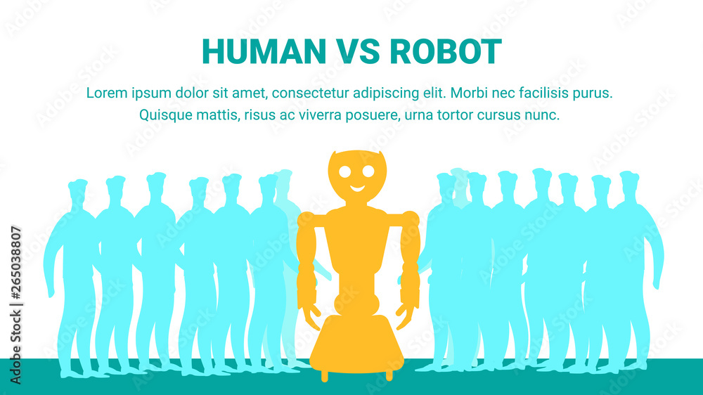 Human Versus Robot Flat Vector Banner Template Stock Vector | Adobe Stock