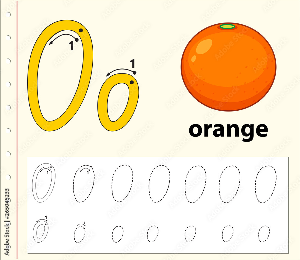 Letter O tracing alphabet worksheets Stock Vector | Adobe Stock
