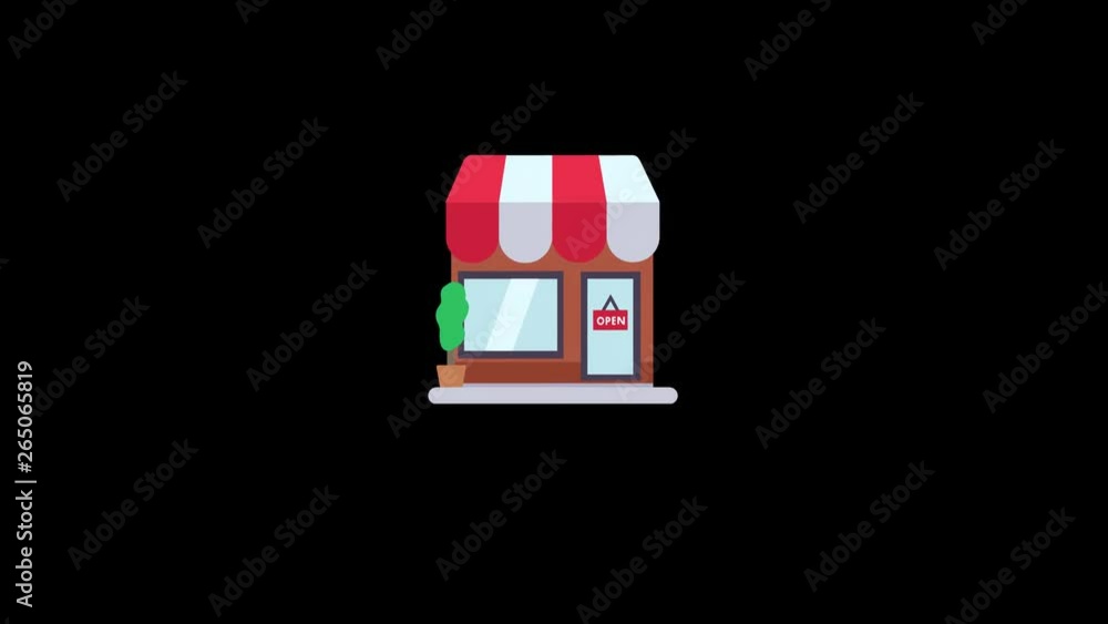 Flat shop pop up animation with green screen background and alpha ...