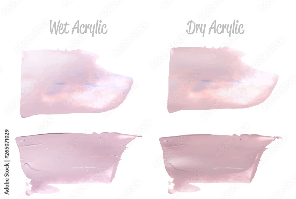 Vector violet paint smear stroke stain set. Abstract wet and dry ...