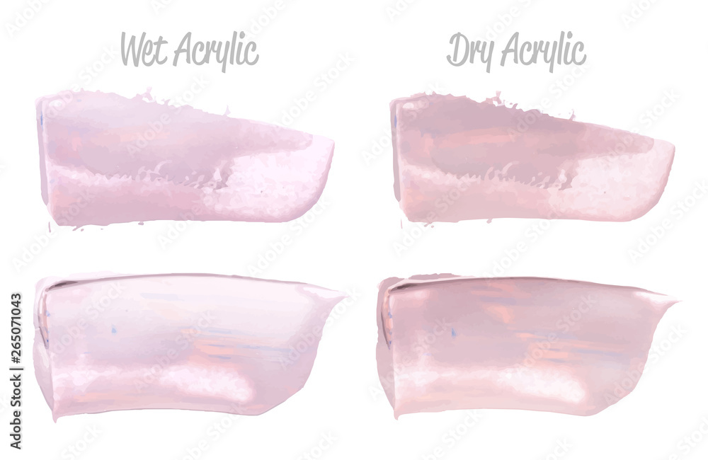 Vector violet paint smear stroke stain set. Abstract wet and dry ...