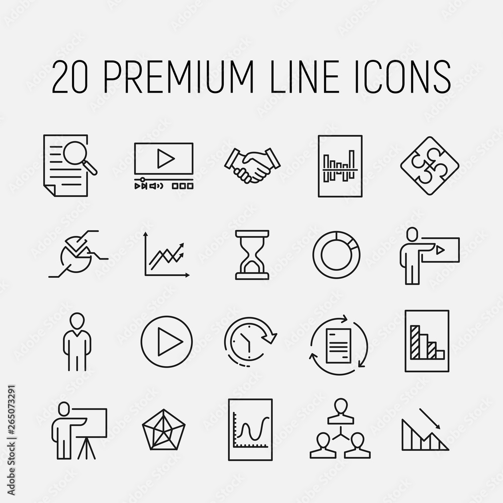 Modern outline style presentation icons collection. Stock Vector ...