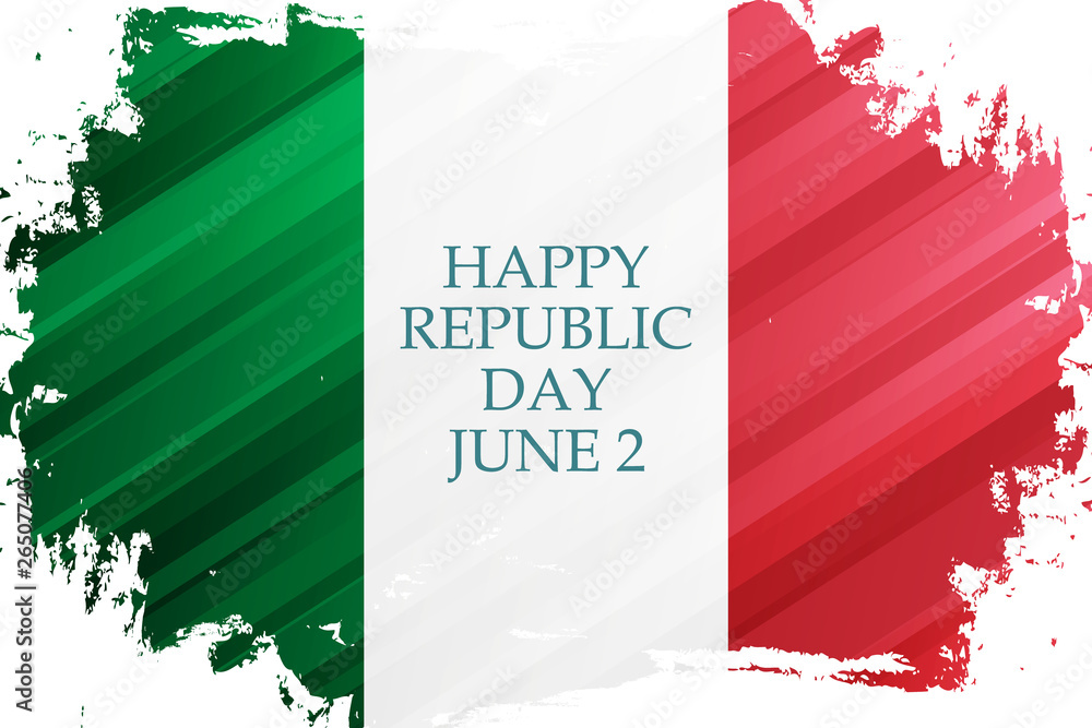Italian Republic Day, june 2 holiday banner with brush stroke in colors ...