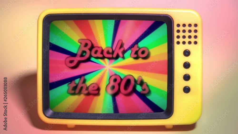 A transmission viewed on a fancy TV screen: the text Back to the 80s ...