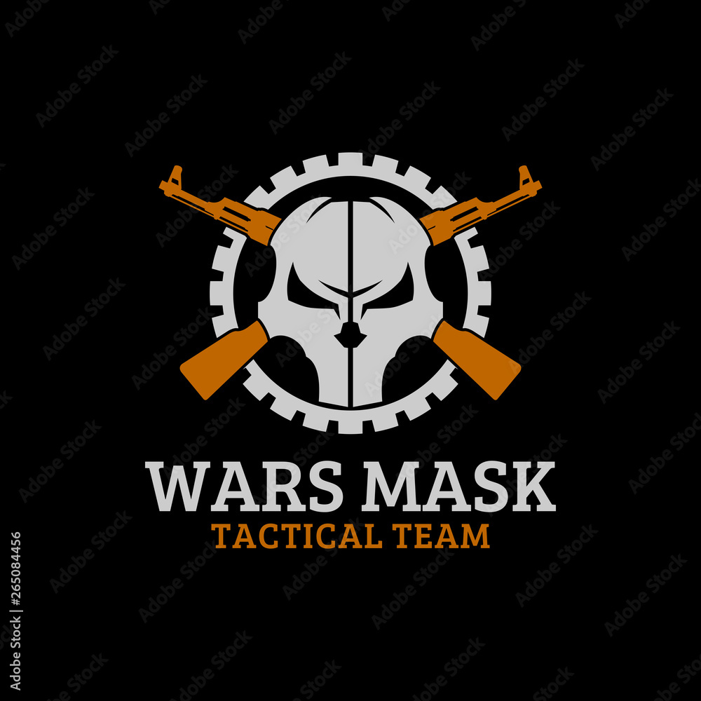 Skull Mask War logo design Template Design Illustration for Game, Team ...