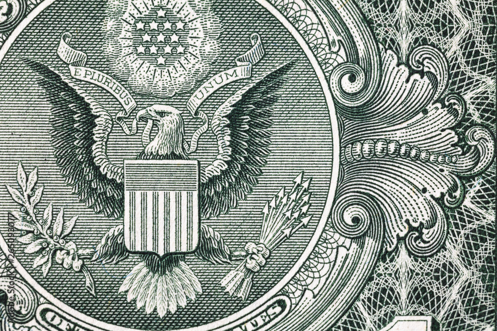 Closeup of back side of 1 dollar bill Stock Photo | Adobe Stock