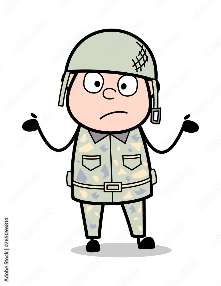 Neglecting - Cute Army Man Cartoon Soldier Vector Illustration Stock ...