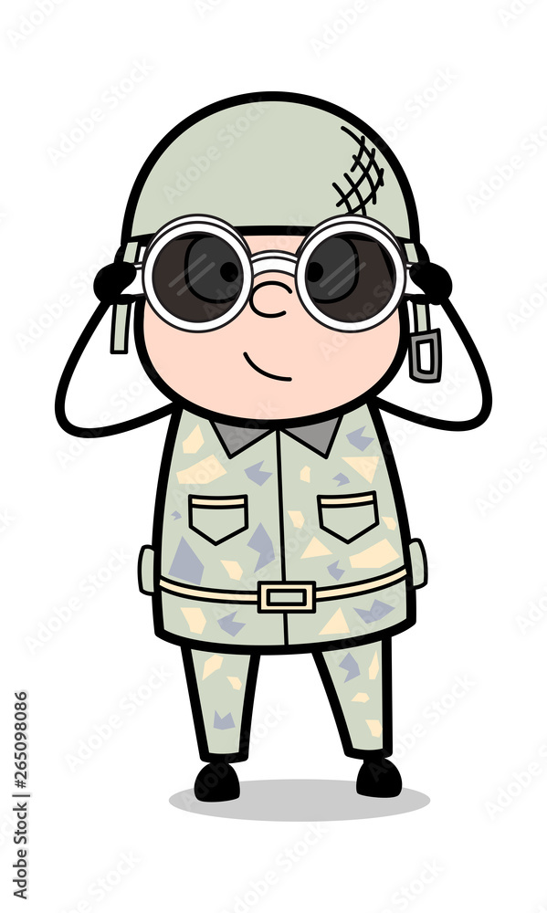 Watching through Binoculars - Cute Army Man Cartoon Soldier Vector ...