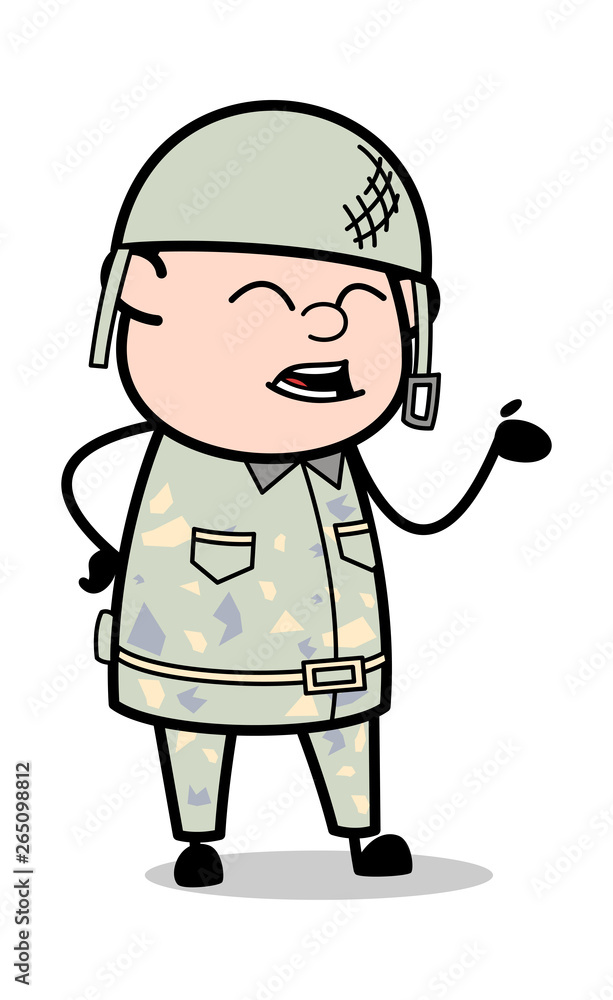 Hand Gesture While Talk - Cute Army Man Cartoon Soldier Vector ...