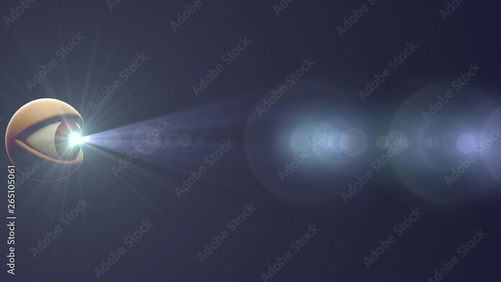 eye with light beam shine rays background illustration New quality ...
