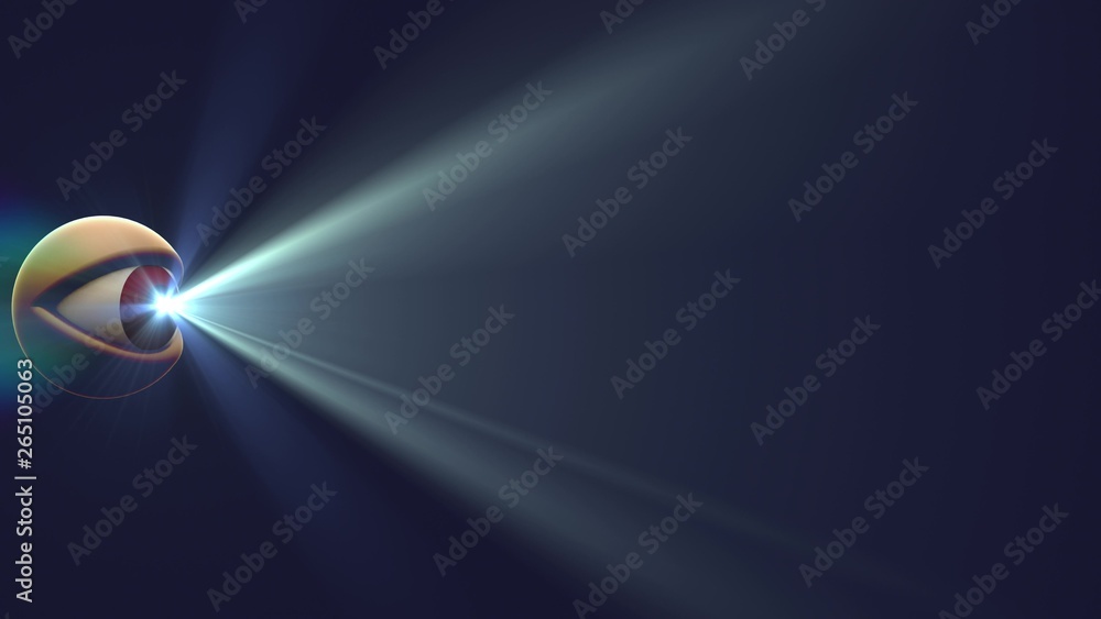 eye with light beam shine rays background illustration New quality ...