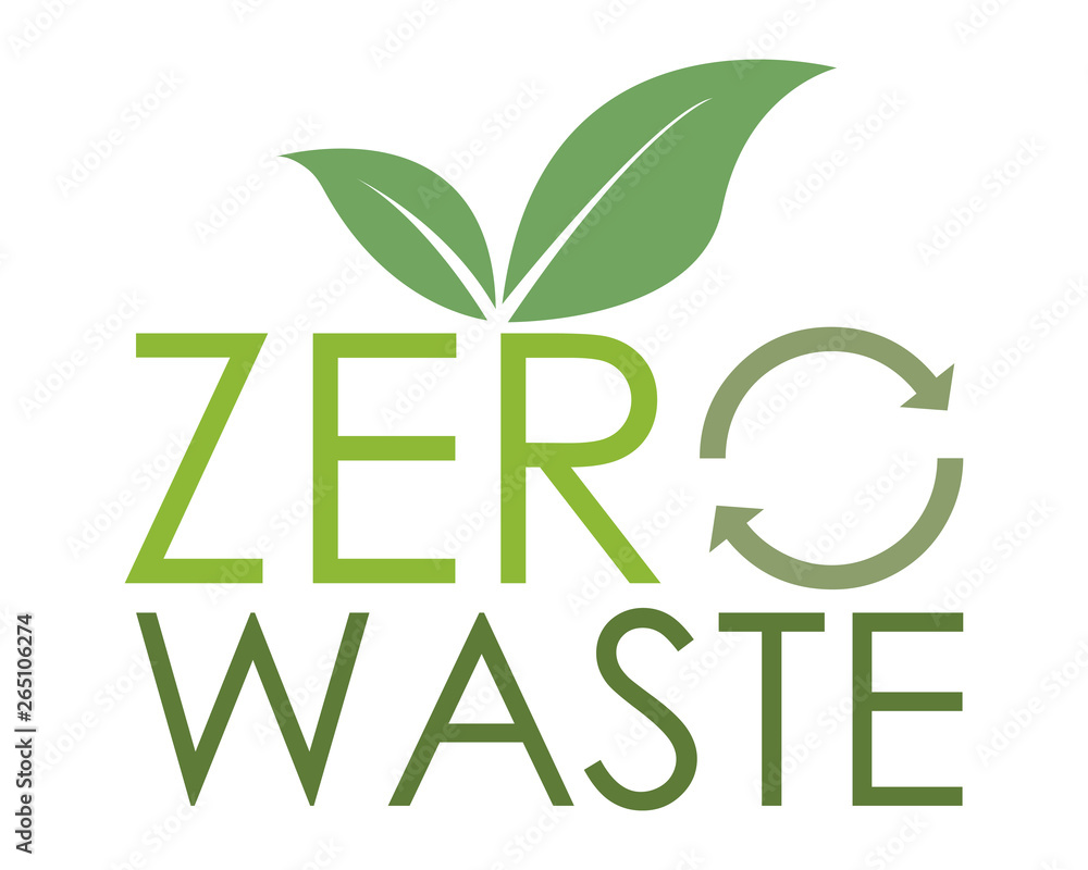 Zero waste logo - ecologia sostenibile Vektor Stok | Adobe Stock