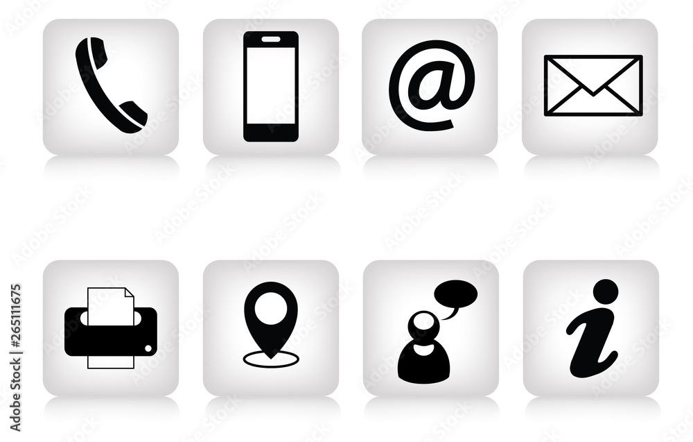 Dadi icone con simboli contatti e comunicazione Stock Vector | Adobe Stock