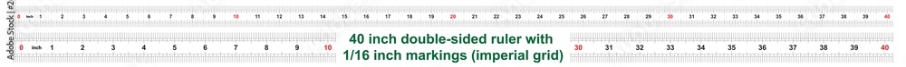 Vecteur Stock 40 inch double-sided ruler. Marking accuracy is one ...