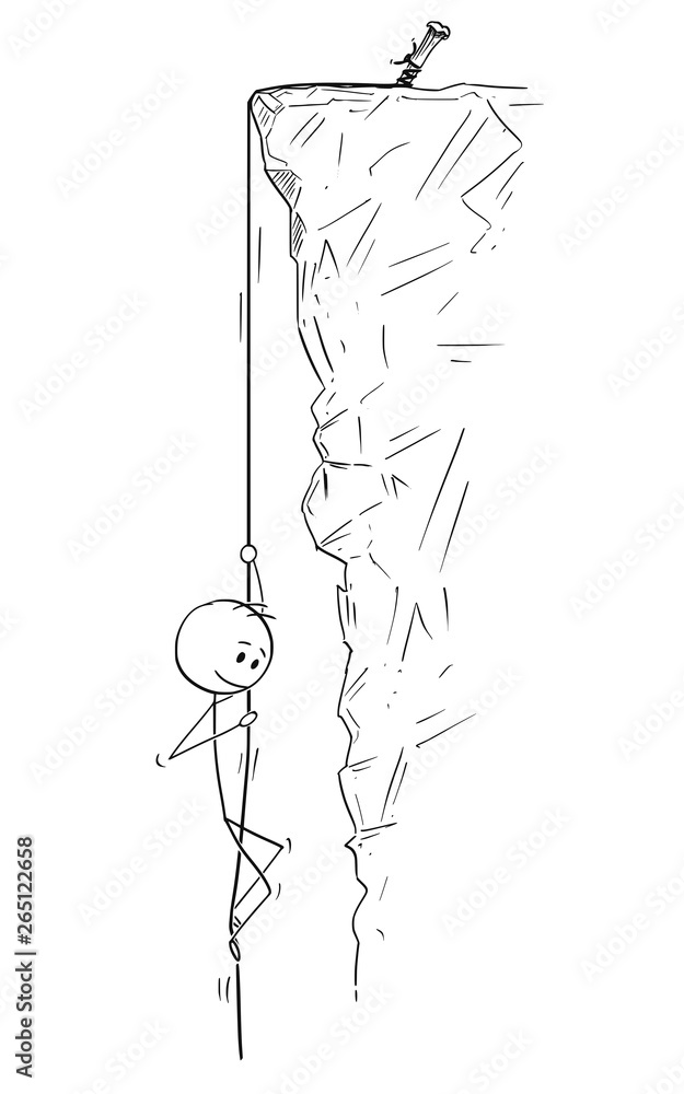 Cartoon stick figure drawing conceptual illustration of mountain ...