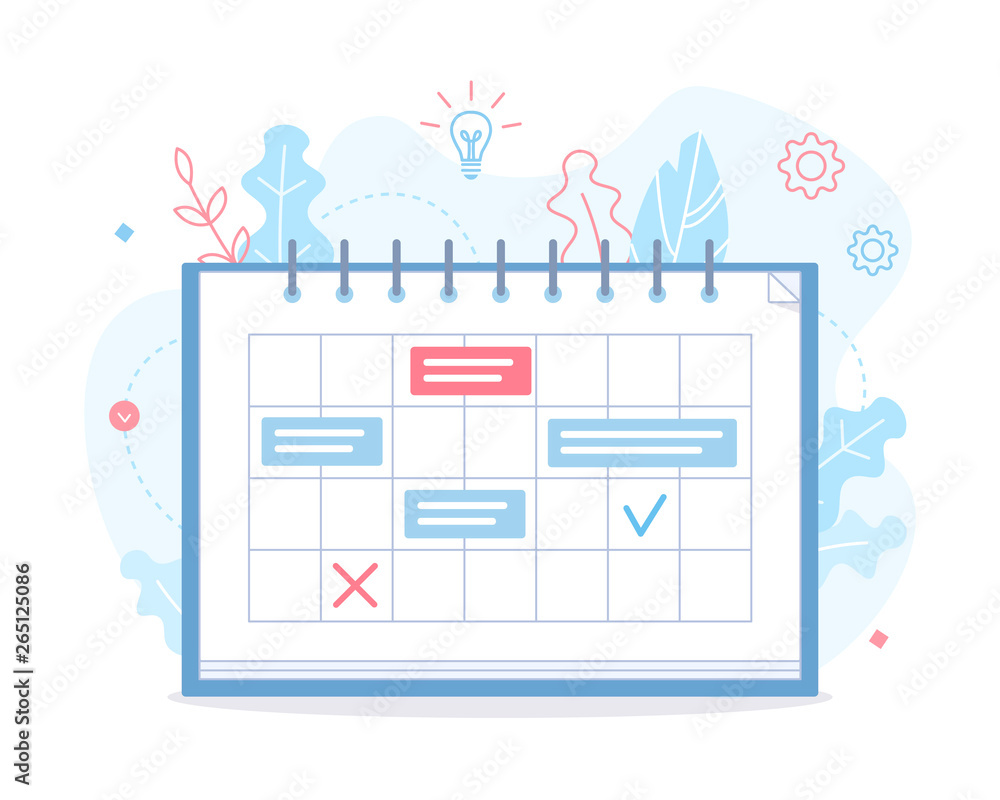 A calendar with tasks on the project. Planning schedule. Time ...