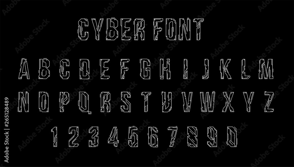 Futuristic vector Font design. Letters and Numbers for web and app ...