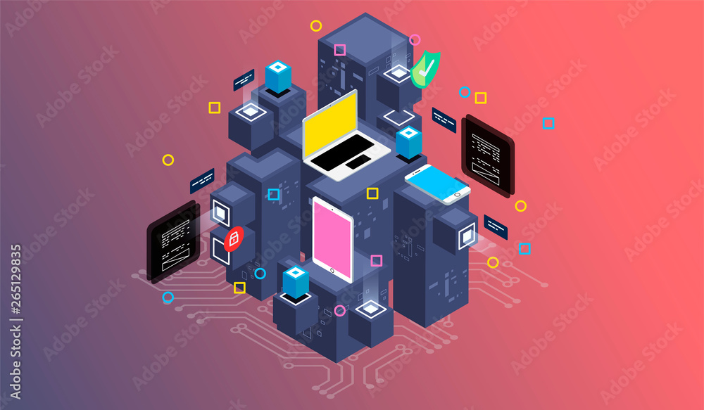 Isometric design concept virtual reality and augmented reality ...