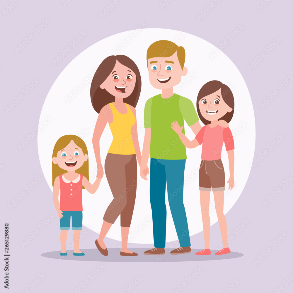 Cute Cartoon Family Members