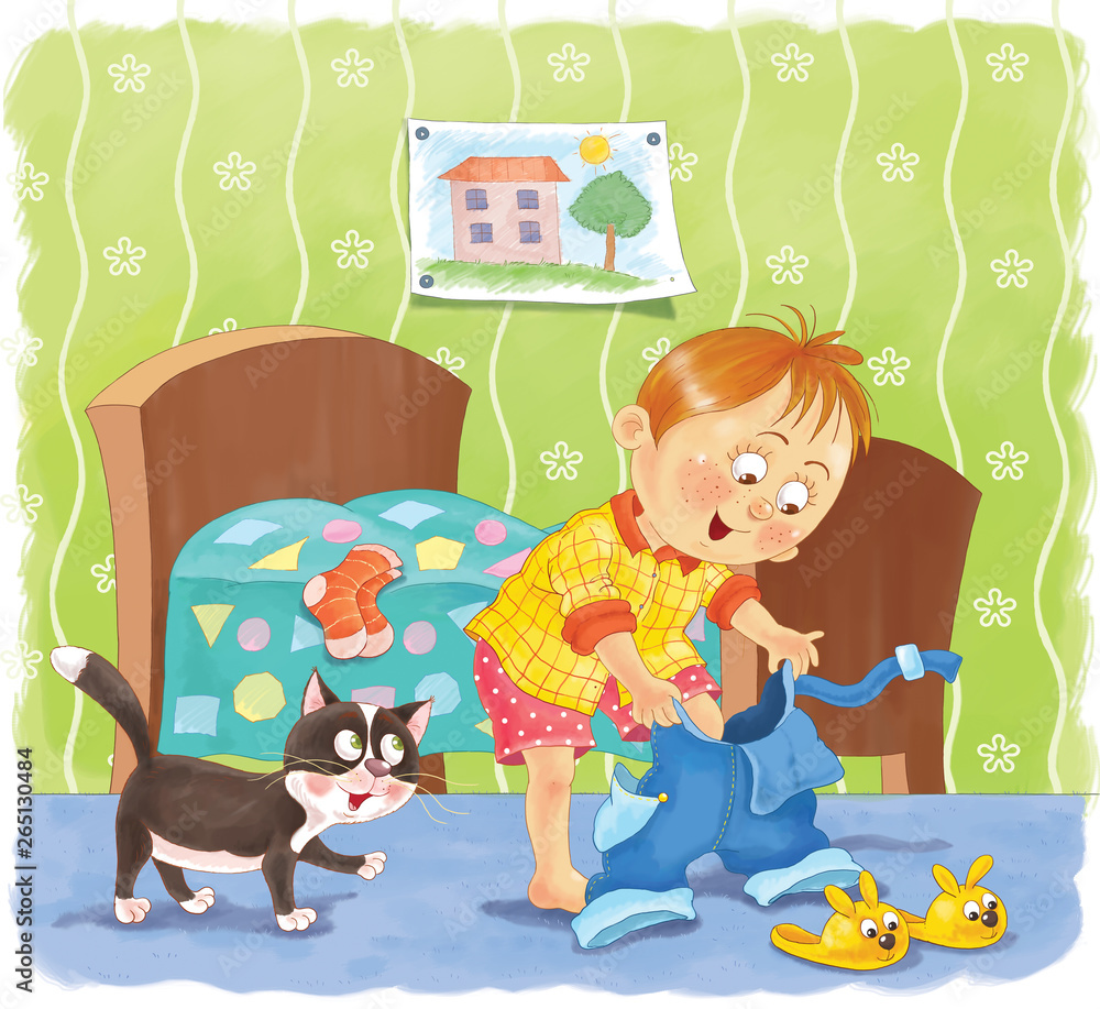 My day. Schedule. Cute little boy's day. Coloring book. Coloring page ...