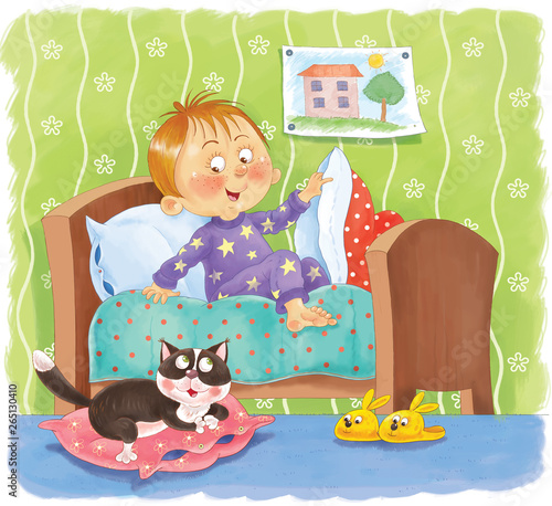 My day. Schedule. Cute little boy's day. Coloring book. Coloring page ...