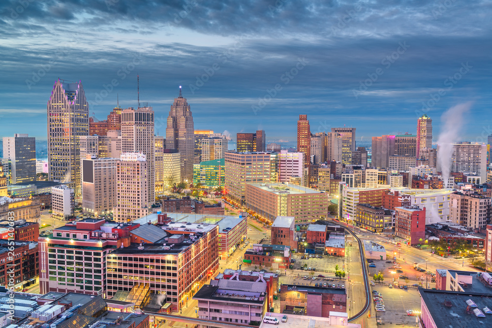 Detroit, Michigan, USA downtown skyline from above Stock Photo | Adobe ...