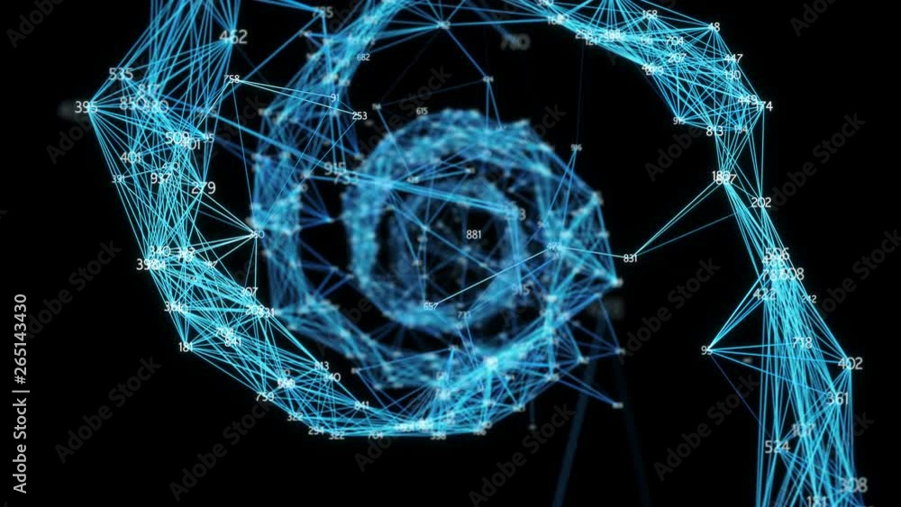 Abstract Digital random digits plexus DNA molecule For visuals, biology, biotechnology ...