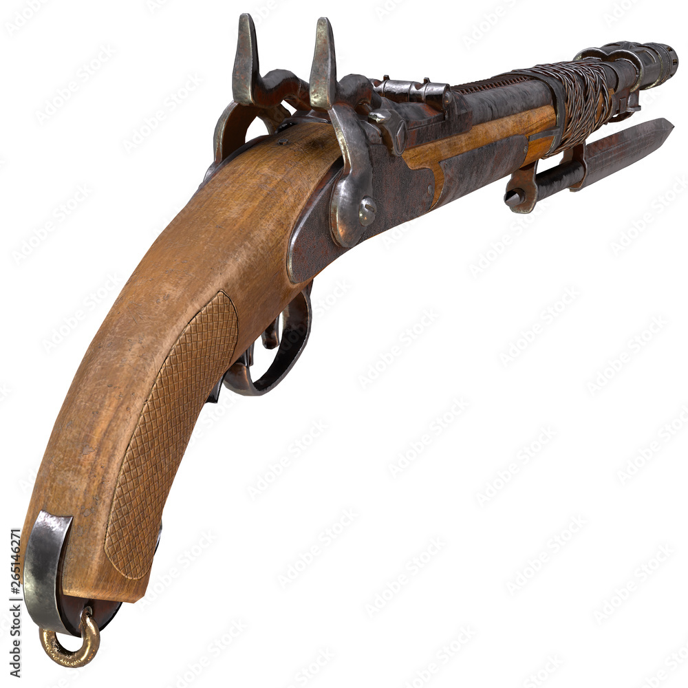 Fantasy bleed musket in post-apocalypse style with a knife on an ...