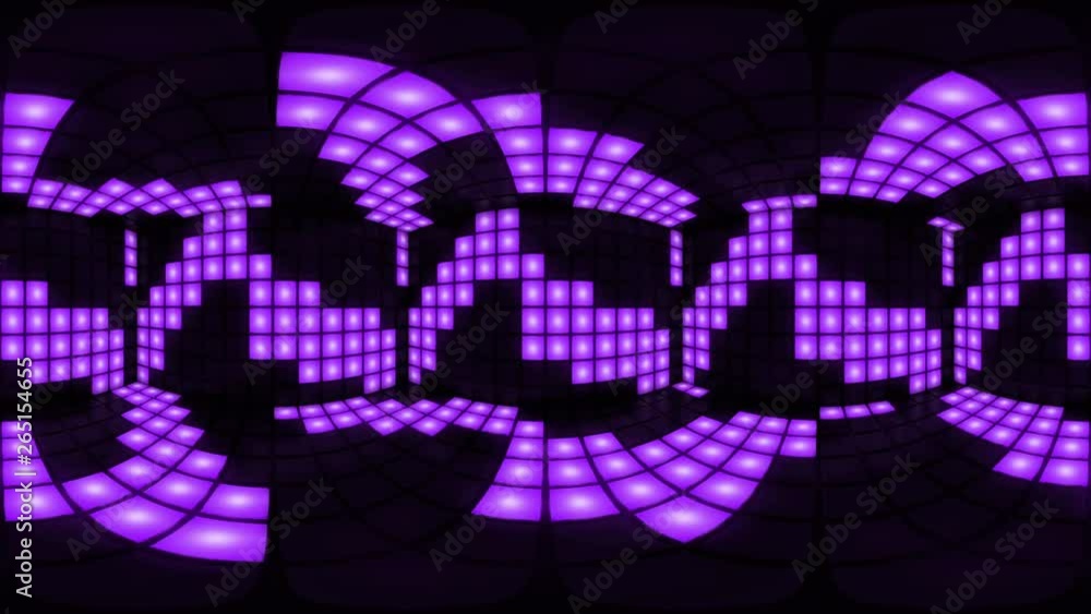 360 VR Purple disco nightclub dance floor LED dancing wall glowing ...