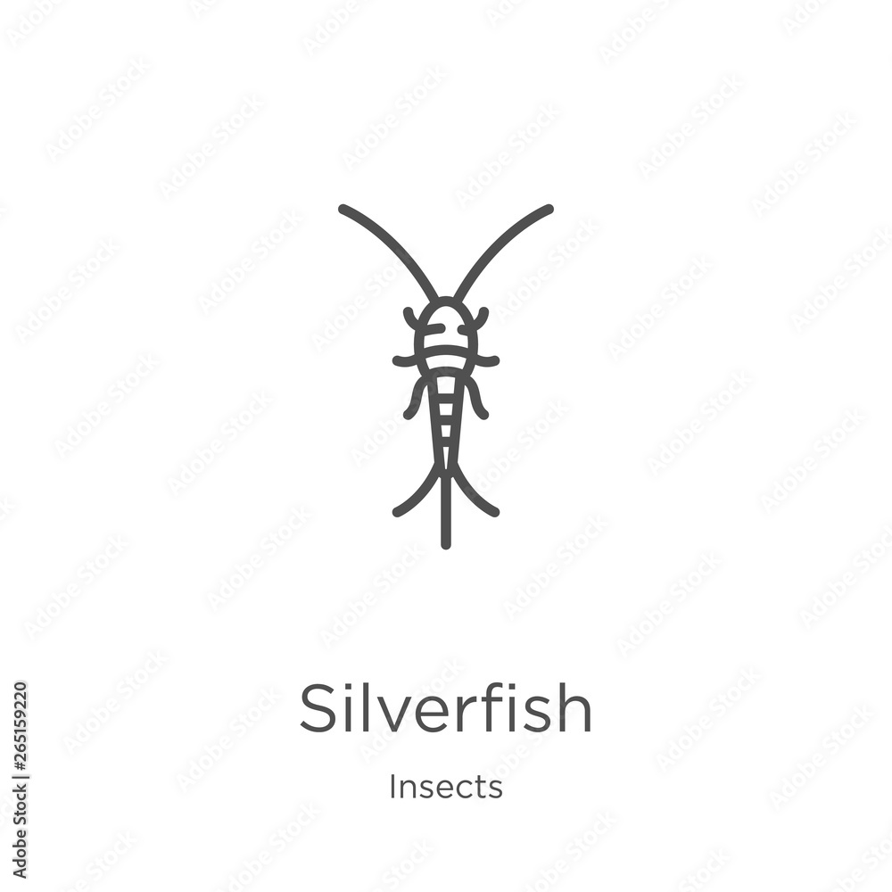 silverfish icon vector from insects collection. Thin line silverfish ...