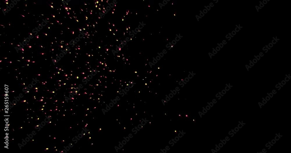 Confetti explosion in 3d space with freezing bullet time moment. Bright ...