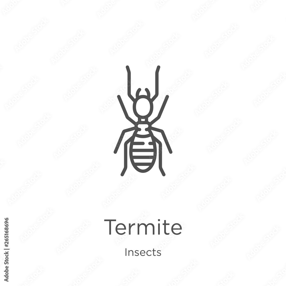termite icon vector from insects collection. Thin line termite outline ...