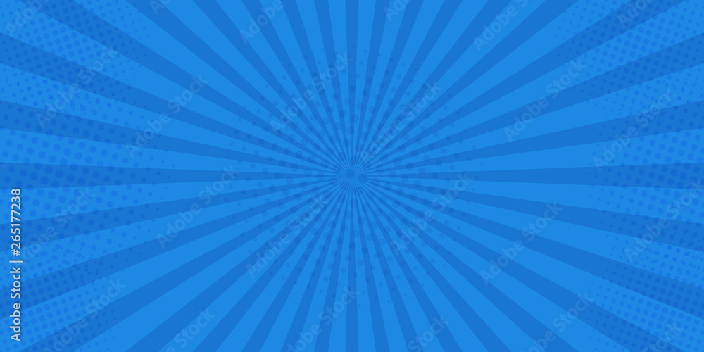 Pop art retro comic. Blue background superhero. Lightning blast ...