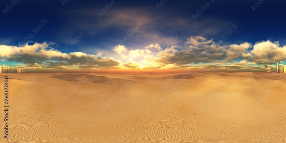 Panorama of sandy desert. Environment map. HDRI . equidistant ...
