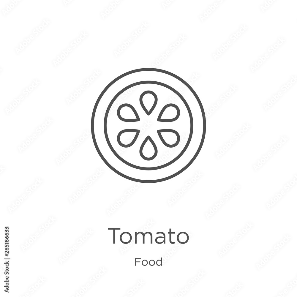 tomato icon vector from food collection. Thin line tomato outline icon ...