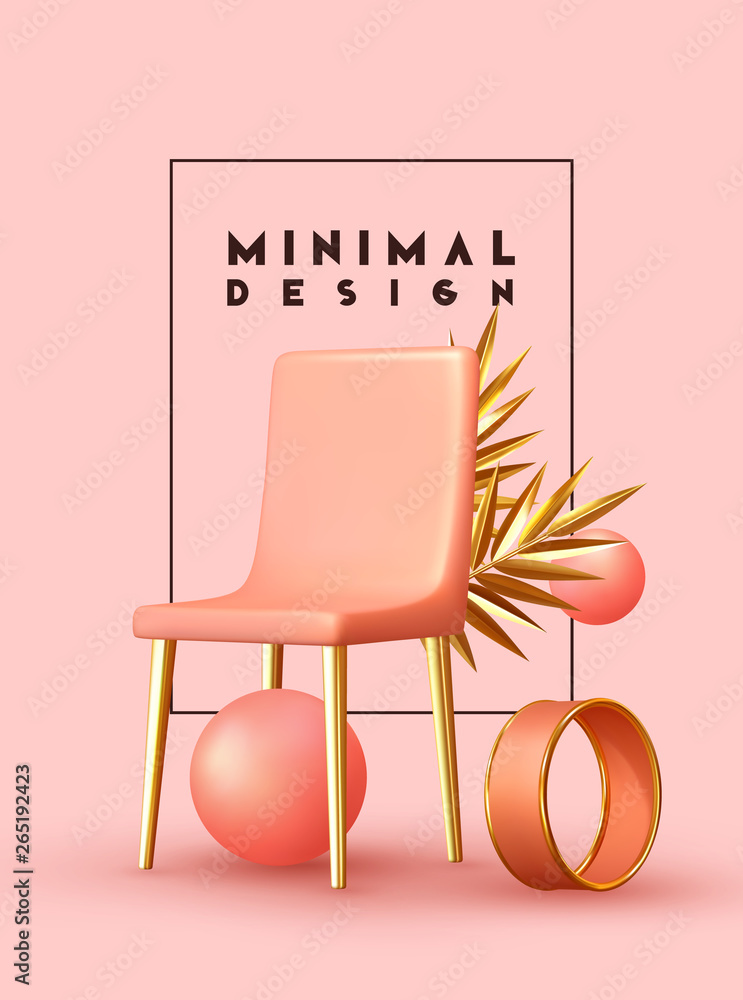 Minimal design background with realistic 3d objects of different shapes ...