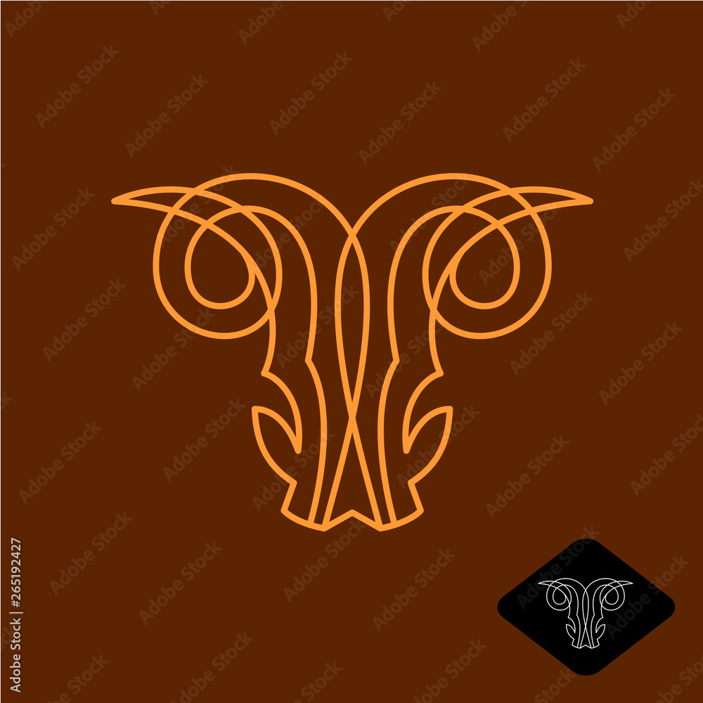 Demon goat head line style logo. Satan ram scary stylized symbol. Stock ...