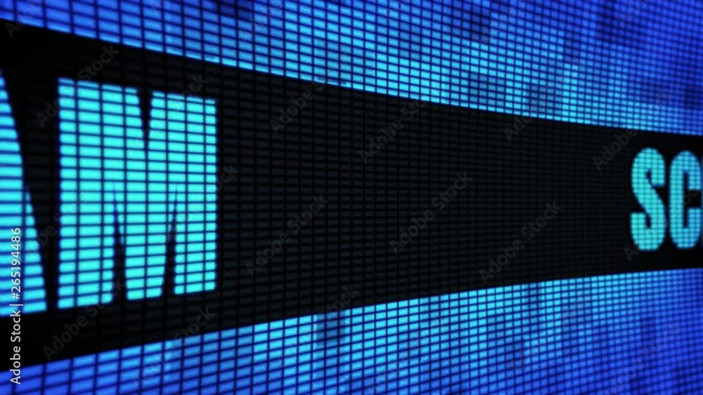 Scam Side Text Scrolling on Light Blue Digital LED Display Board Pixel ...