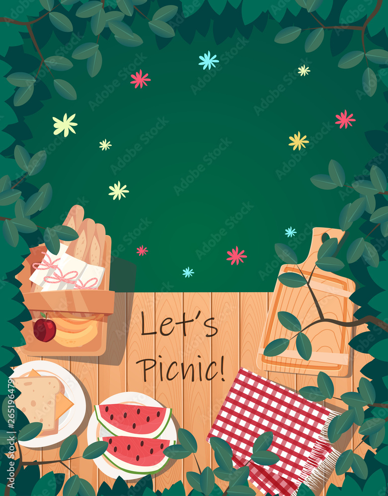 top view picnic summer design. can be use for greeting and invitation ...
